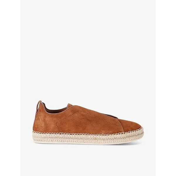 Zegna Triple Stitch Suede Espadrilles - Tan