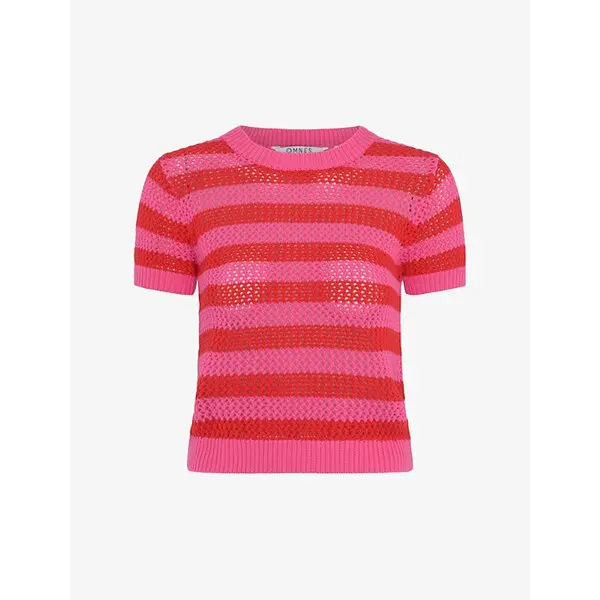 OMNES Lexi Stripe-pattern Crochet-knit Cotton Jumper
