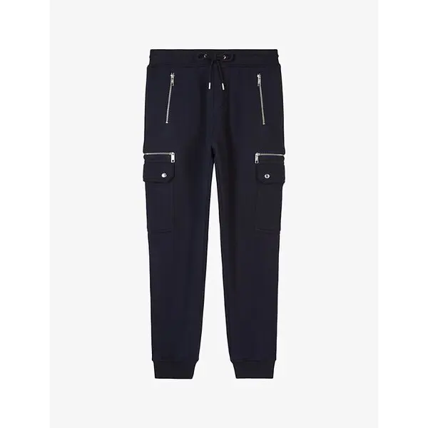 The Kooples Drawstring-waist Zipped-pocket Cotton-jersey Jogging Bottoms