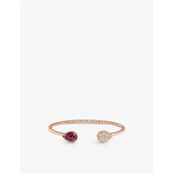 Boucheron Serpent Bohème Diamond And Rhodolite Bangle Bracelet - Pink Gold