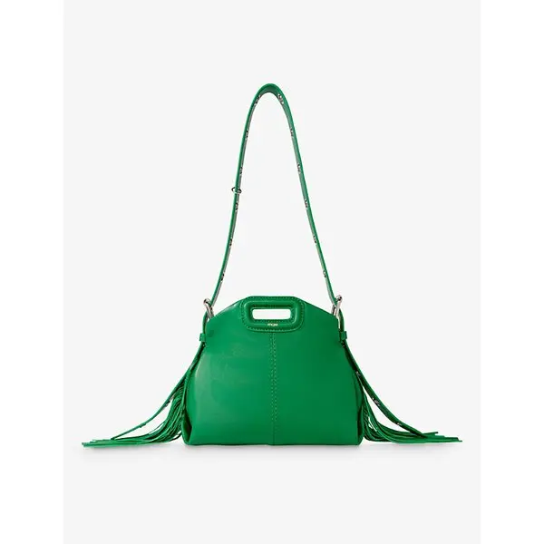 Maje Mini Logo-embossed Leather Shoulder Bag - Verts