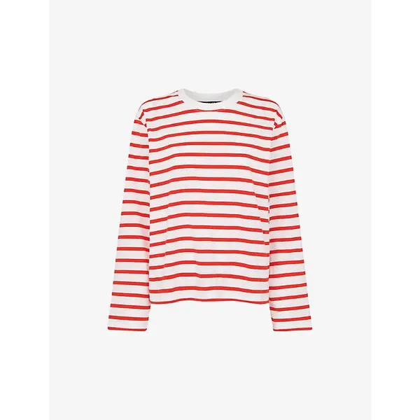 Whistles Striped Long-sleeve Cotton Top - Multi-coloured