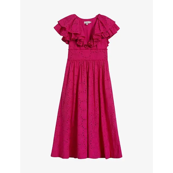 strapless open back dress TED BAKER HAZZIE RUFFLE DRESS IN DUSTY PINK – Elaine Dickinson main image 1