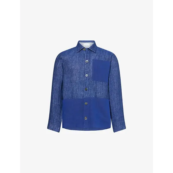 MISSING CLOTHIER Patch-pocket Relaxed-fit Linen Jacket - Cadet/klein