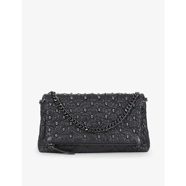 The Kooples Skull-embellished Quilted Leather Clutch - Black