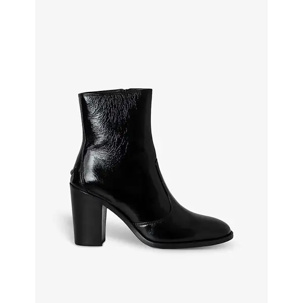 Zadig&Voltaire Leather Ankle Boots With Wing Embellishment - Noir