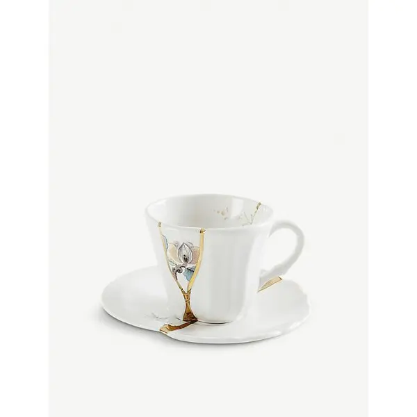 SELETTI Kintsugi N3 Coffee Cup With Saucer In Porcelain