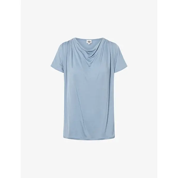 TWIST & TANGO Kalani Draped-neck Jersey Top - Dusty Blue
