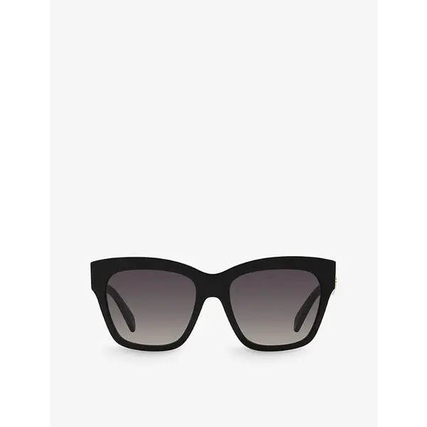 Celine Triomphe Irregular-frame Acetate Sunglasses - Black