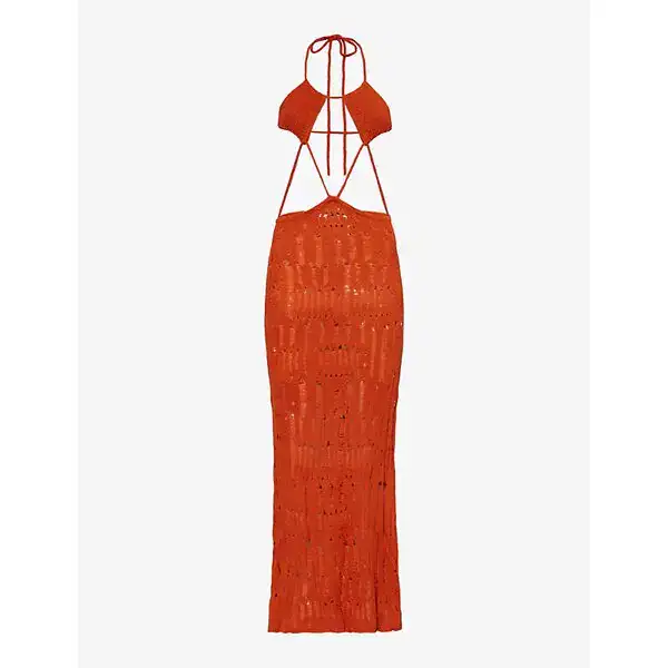 Jaded London Rumba Knitted Maxi Dress In Orange - 70% Off | Editorialist