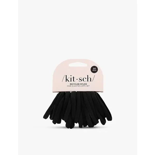 KITSCH Pack Of 20 Elasticated Hair Ties - Black