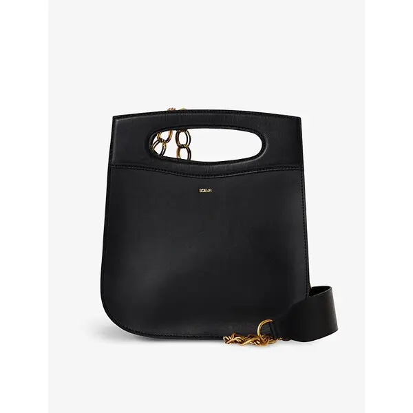 Soeur Cheri Leather Tote Bag - Black