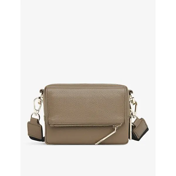 Whistles Leather Crossbody Bag - Khaki/olive