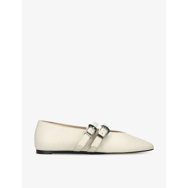 Le Monde Beryl Claudia Double-strap Leather Flats - White