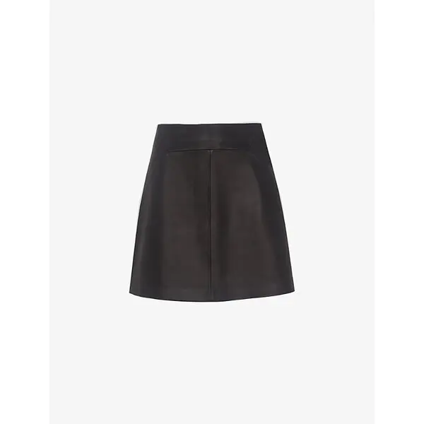 Whistles A-line Leather Mini Skirt - Black