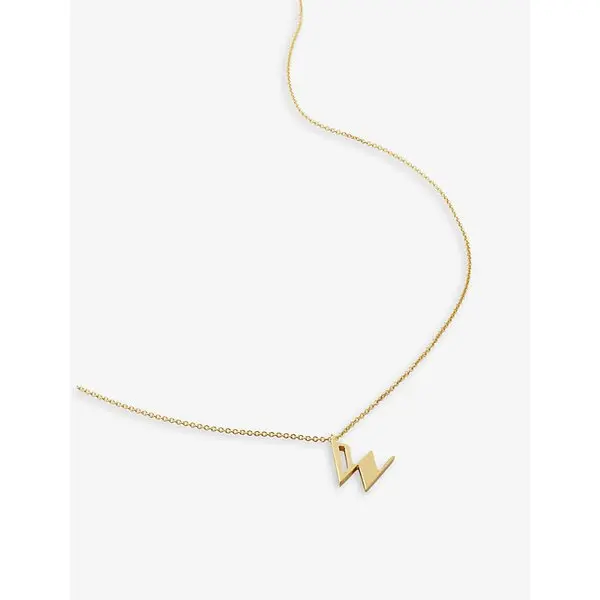Monica Vinader W Letter-charm Yellow Vermeil Pendant Necklace - Gold