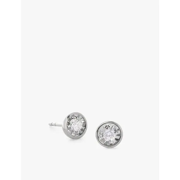 Monica Vinader Solitaire Diamond Stud Earrings - Sterling Silver