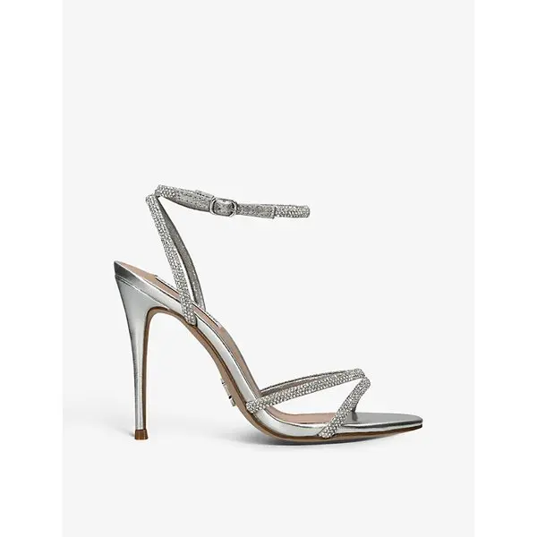 Steve Madden Bryanna Rhinestone-embellished Leather Sandals - Silver
