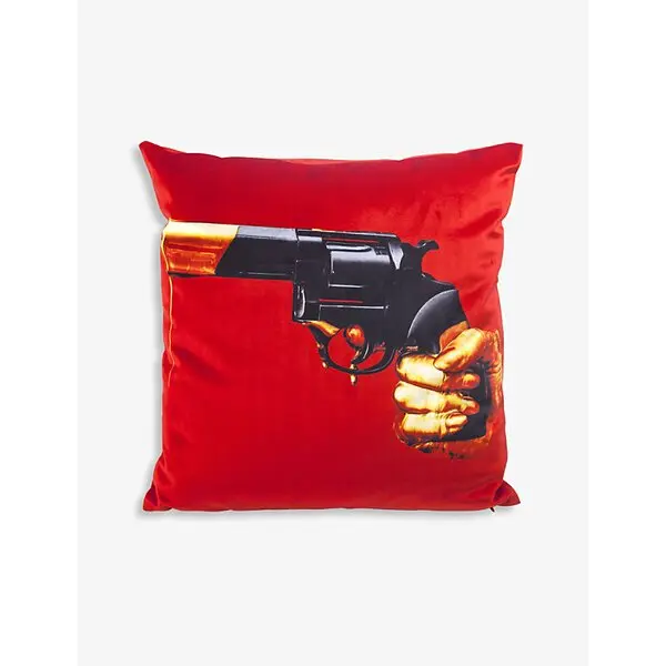 SELETTI Revolver Graphic-print Woven Cushion Cover 50cm X 50cm