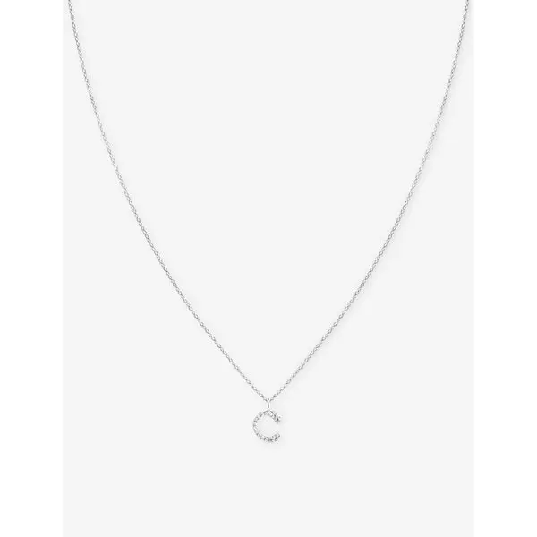 ASTRID & MIYU Letter C Cubic Zirconia Pendant Necklace - Rhodium