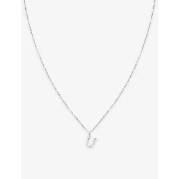 ASTRID & MIYU Initial 'u' Pendant Necklace - Rhodium