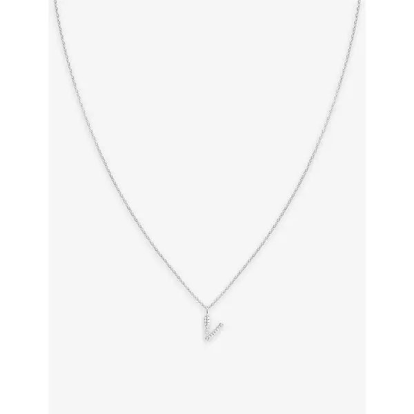ASTRID & MIYU Initial Cubic Zirconia Pendant Necklace - Rhodium