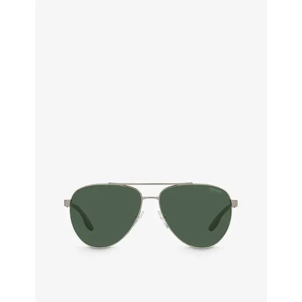 Prada Linea Rossa Pilot-frame Metal Sunglasses