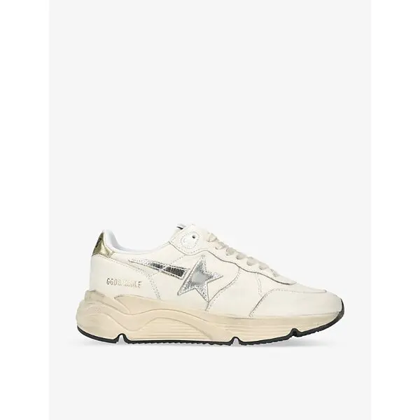 Golden Goose Running Sole Leather Trainers With Metallic Star Patch