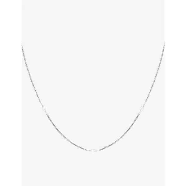 ASTRID & MIYU Navette Charm Zirconia Necklace - Rhodium