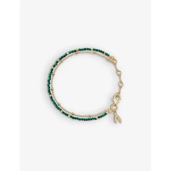 Astley Clarke Biography Wishbone Charm Malachite Bracelet