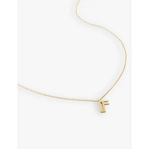 Monica Vinader F Letter Charm Pendant Necklace - Gold