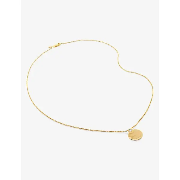 Monica Vinader Round Charm Diamond Pendant Necklace