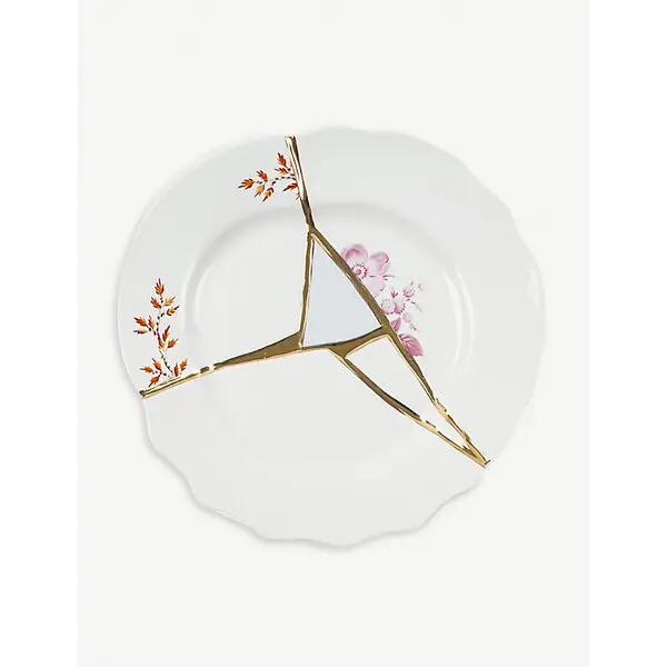 SELETTI Kintsugi N1 Porcelain And 24ct Gold Fruit Plate 21cm - One-color