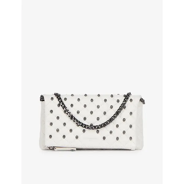 The Kooples Skull-embellished Quilted Leather Clutch - Off White
