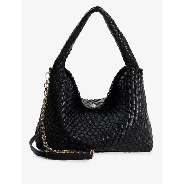 DUNE Woven Shoulder Bag With Chain Strap - Black-plain Synthetic