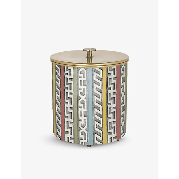 FORNASETTI Greca Graphic-print Iron, Plastic And Brass Ice Bucket 27cm - Multi-coloured