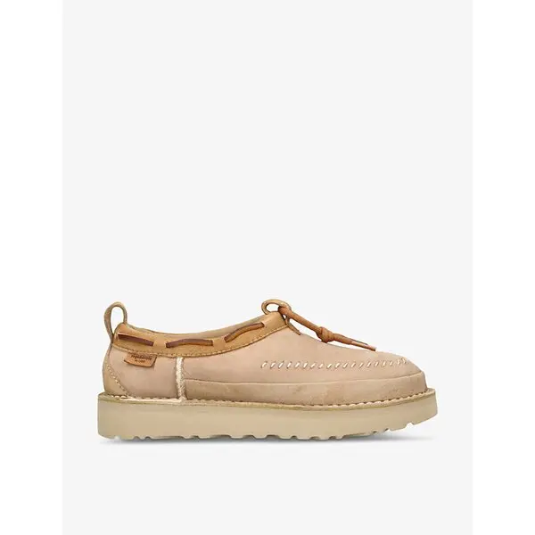 UGG Braided-trim Suede Slippers - Beige