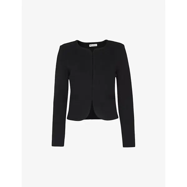 Whistles Collarless Cotton-jersey Jacket - Black