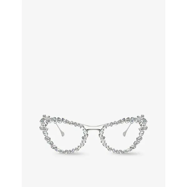 SWAROVSKI Sk7011 Cat-eye Gem-embellished Optical Glasses - Silver