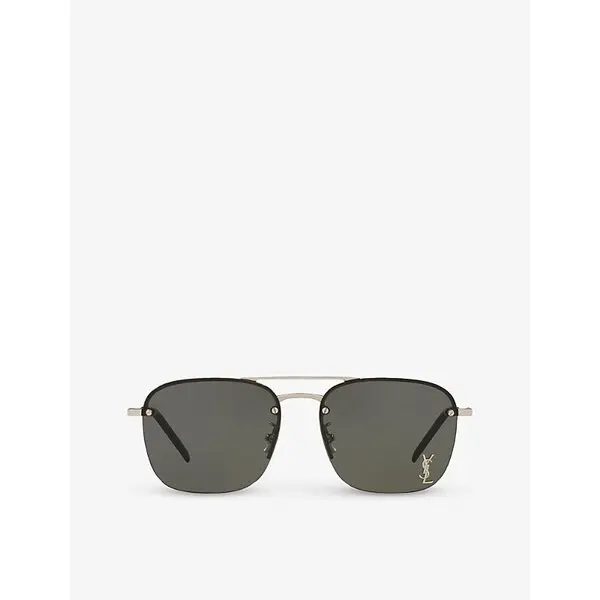Saint Laurent Rectangular Metal Sunglasses - Silver
