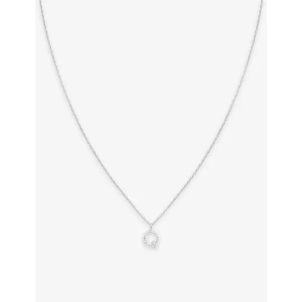ASTRID & MIYU Initial Q Sterling-silver And Cubic Zirconia Pendant Necklace - Rhodium