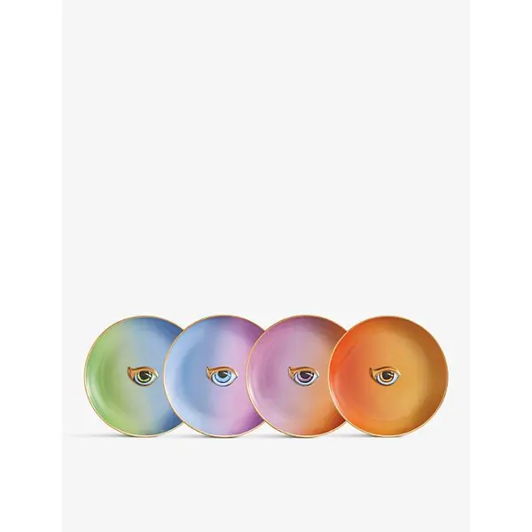 L'Objet X Lito 24ct Yellow Gold-plated Porcelain Plate Set Of Four 15cm - One-color