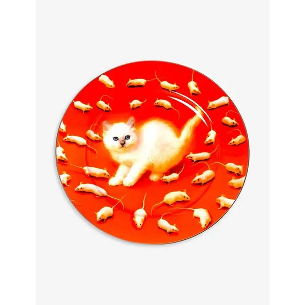 SELETTI Wears Toiletpaper Kitten Porcelain Plate 27cm - One-color