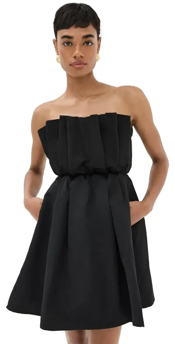 Staud Cordelia Pleated Mini Dress In Black - 80% Off | Editorialist