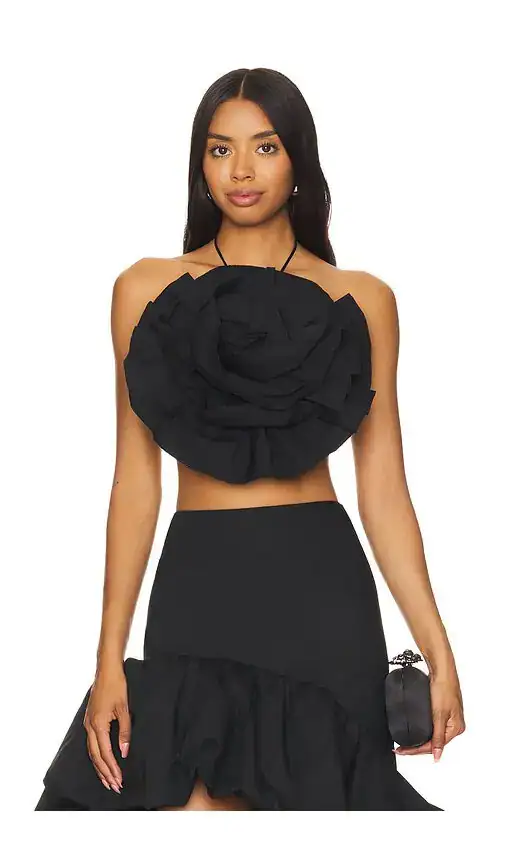 Buy Nbd Piya Rosette Top - Black At 43% Off | Editorialist
