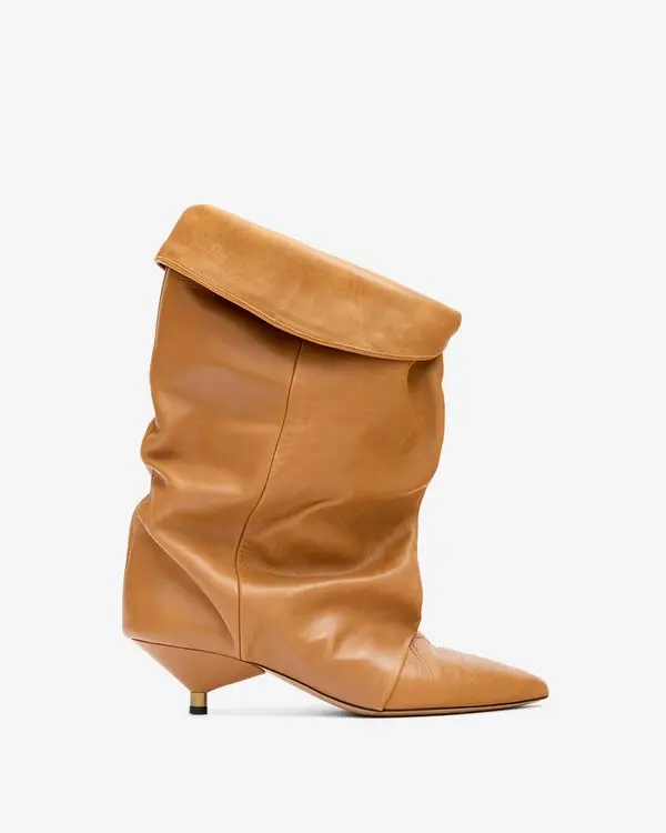 Isabel Marant Edrik Draped Leather Boots - Fauve