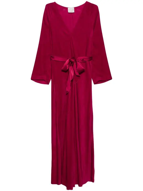 FORTE_FORTE Sash Velvet Maxi Dress - Pink