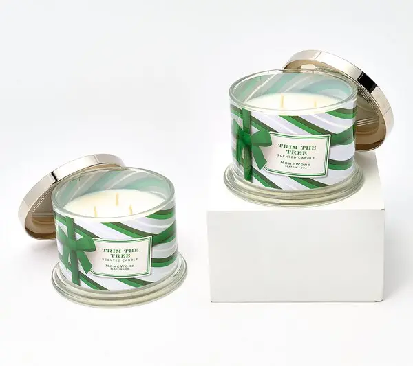 HOMEWORX BY SLATKIN + CO. S/2 14oz. Trim The Tree Candles