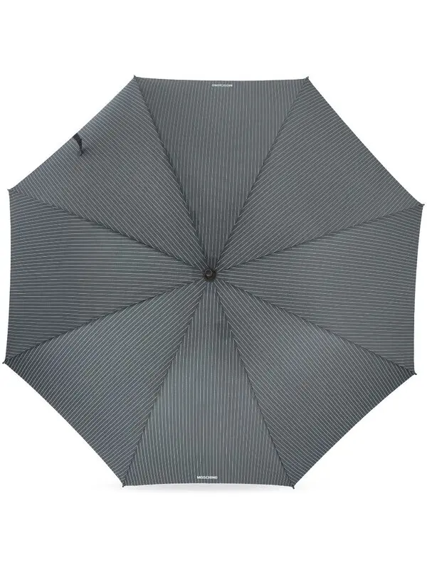 Moschino Striped Crook-handle Umbrella - Grey