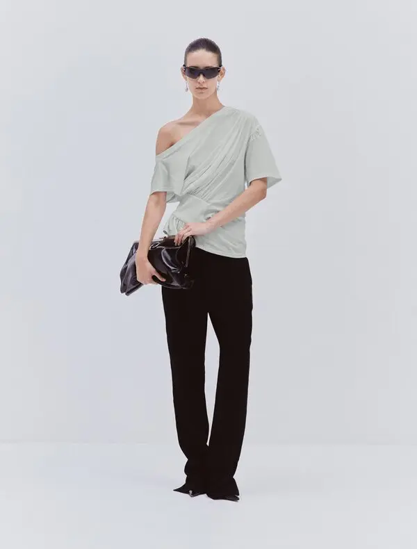 NINETY PERCENT Agathi Draped Top - Pale Sage